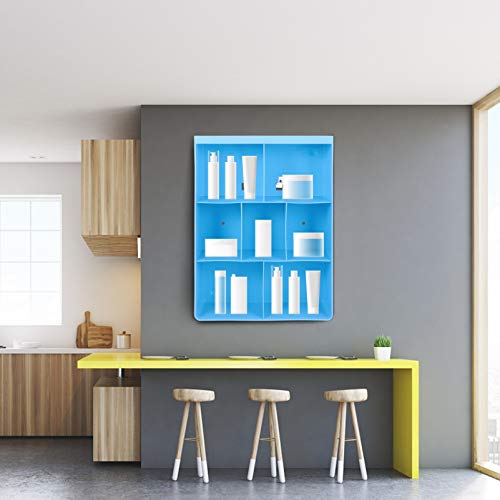 DOITOOL Wall Mounted Shelves Floating Shelves Wall Mounted Plastic Non Drilling Adhesive Bathroom Organizer Ledge Shelf Rack for Bedroom Living Room Bathroom Office (Blue) Wall Mounted Shelf