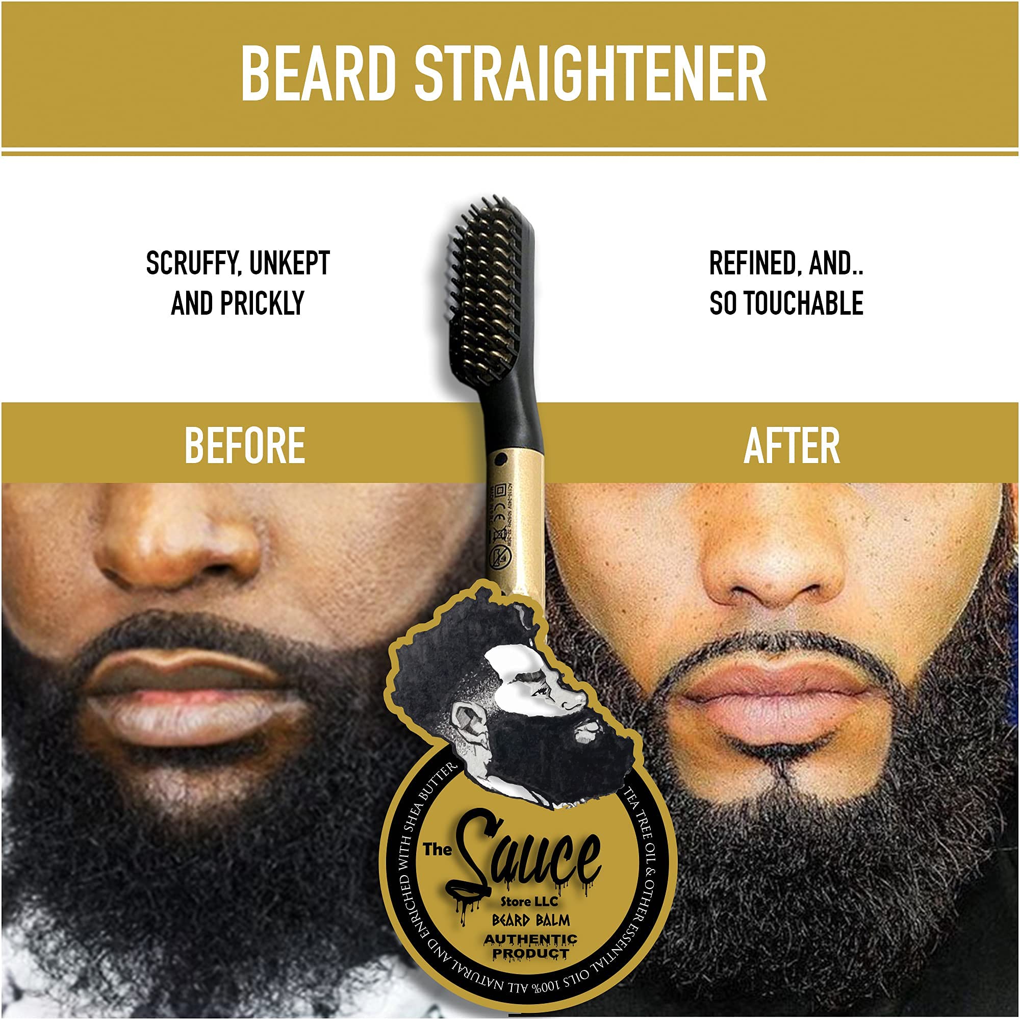 Beard Grooming Kit with Heated Beard Straightener 12 items included beard wash, beard oil, beard balm, Gift for Men, reusable