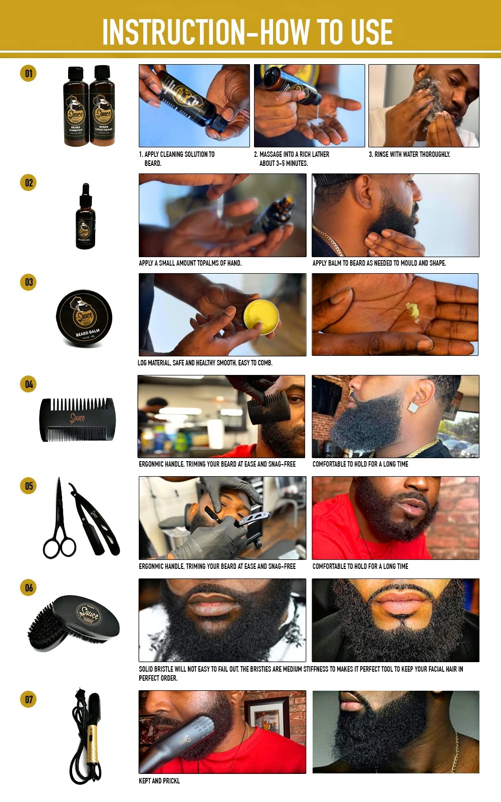 Beard Grooming Kit with Heated Beard Straightener 12 items included beard wash, beard oil, beard balm, Gift for Men, reusable