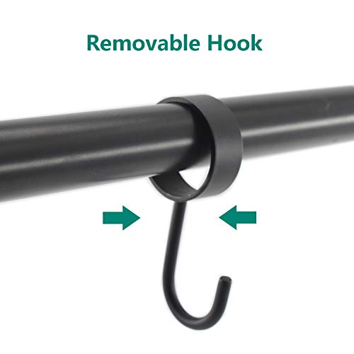Ulifestar Stainless Steel Closet Rod Hooks, Heavy Duty Utility Hooks for Hanging Pots,Pans,Mugs,Towels,Oven Mitts,Adjustable J Typed Kitchen Hooks Fit for 32mm Rod 5 Pack Black