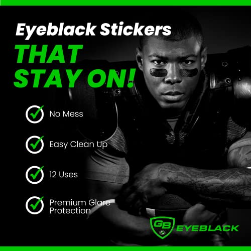 GB Eyeblack - 12 Pairs Peel & Stick Athletic Eyeblack USA Strips Red White and Blue Eye Black Baseball (Stars & Stripes)