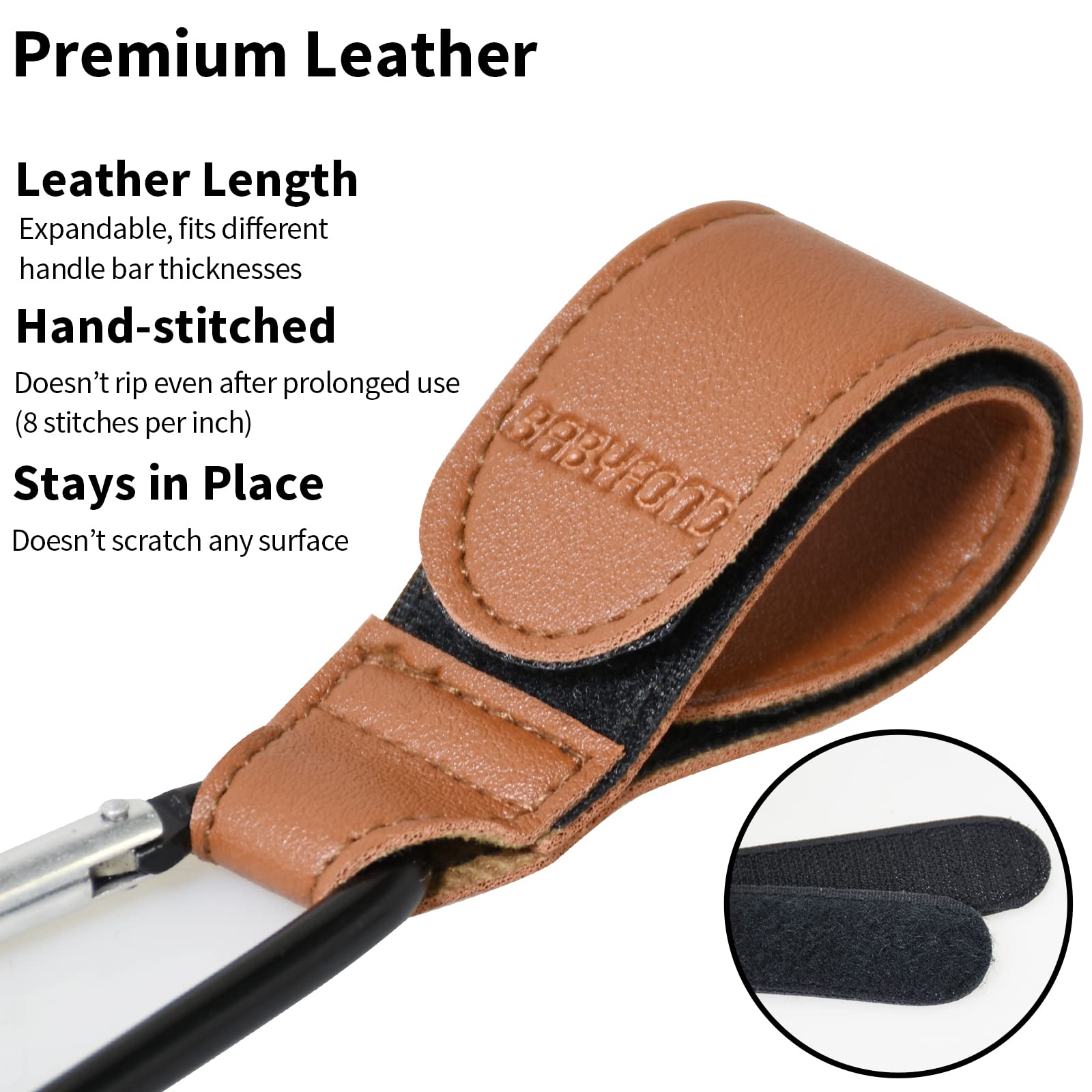 Stroller Hooks for Hanging, 2 PCS Durable Leather Style Stroller Clip Straps, Baby Stroller Hooks for Diaper Bags Grocery Shopping Bags, Mommy Hook for Stroller (Brown)