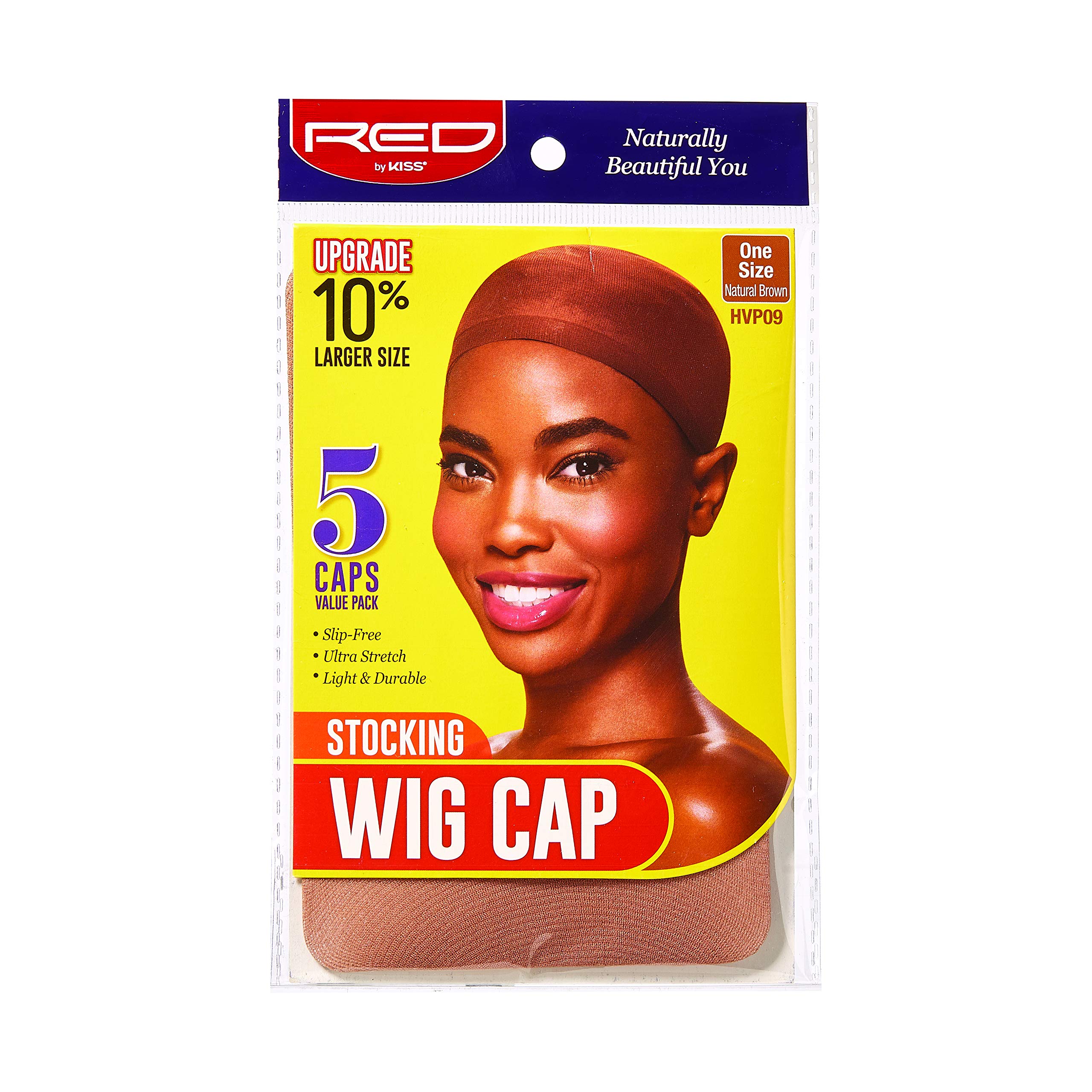 KISS NEW YORK Stocking Wig Cap 5 PCS (Natural Brown) with Lace Wig Powder Tinted (Medium Brown)