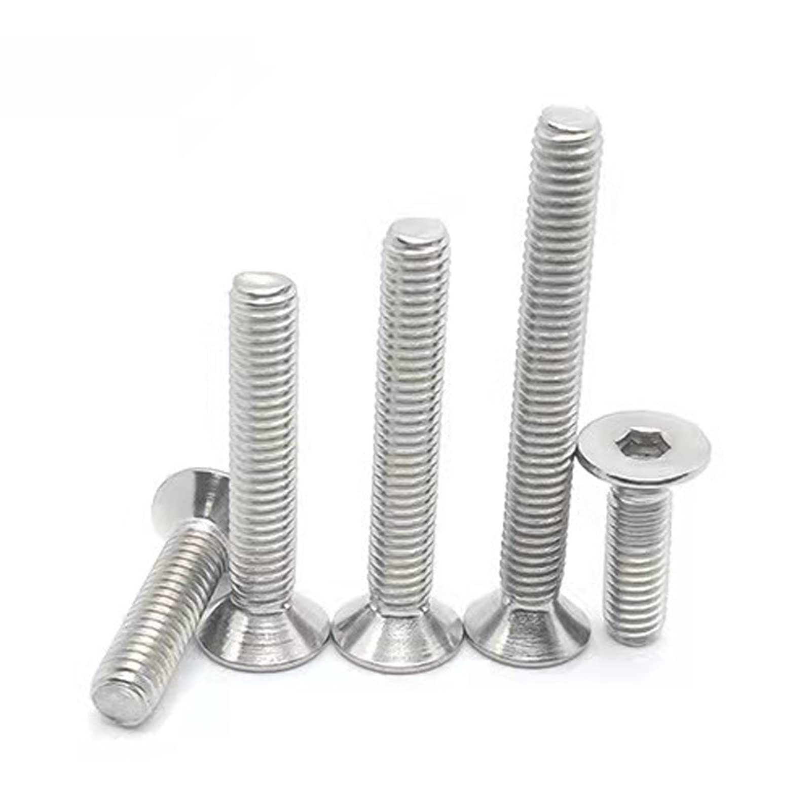 M3-0.5 x 5mm Flat Head Socket Cap Screws Bolts, Stainless Steel 18-8 (304), Bright Finish, Allen Socket Drive,Machine Screws Inner Hex Screw Fasteners Bolts 100 Pcs