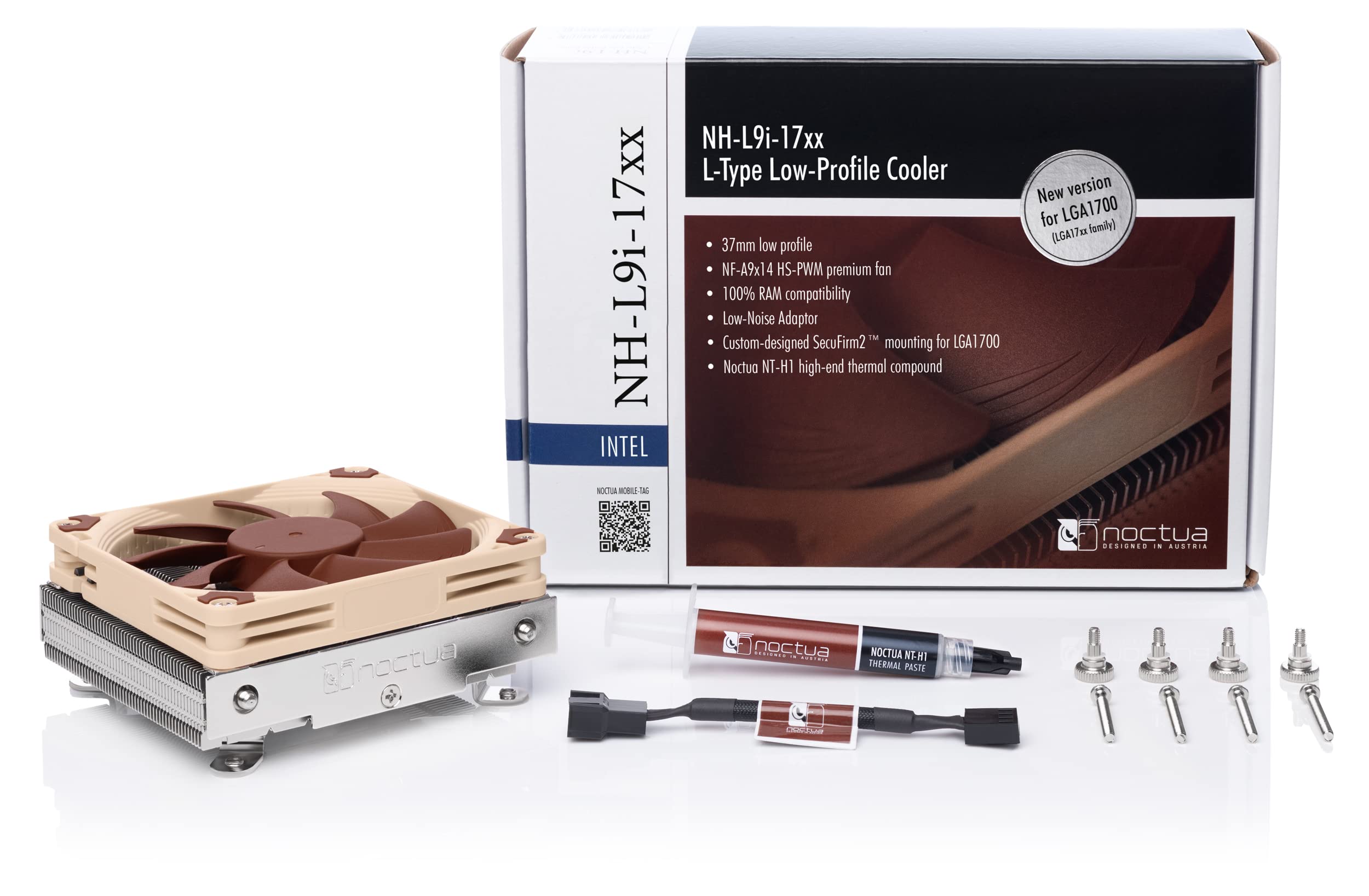 Noctua NH-L9i-17xx, Premium Low-Profile CPU Cooler for Intel LGA1700 and LGA1851 (Brown)