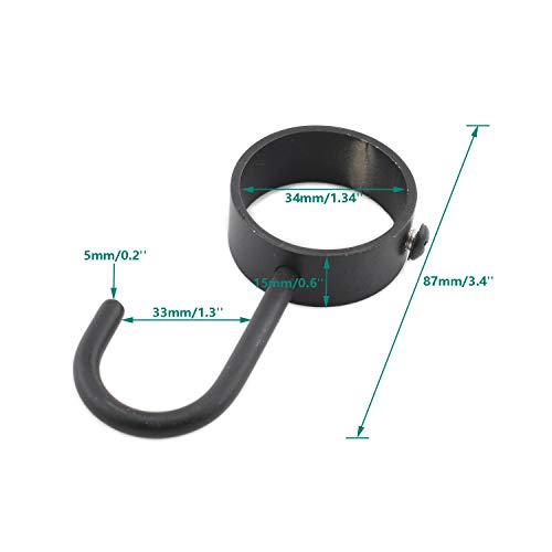 Ulifestar Stainless Steel Closet Rod Hooks, Heavy Duty Utility Hooks for Hanging Pots,Pans,Mugs,Towels,Oven Mitts,Adjustable J Typed Kitchen Hooks Fit for 32mm Rod 5 Pack Black