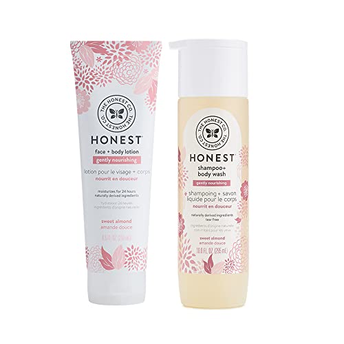 HonestBaby Unisex Baby 9-Piece Organic Cotton Bath Gift Set with Wash and Lotion, Rose Blossom/Almond, One Size