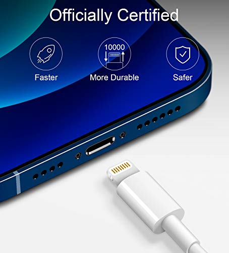 iPad Charger iPhone Charger【Apple MFi Certified】 12W USB Wall Charger Foldable Portable Travel Plug with 2-Pack USB to Lightning Cable(6 Ft) Compatible with iPhone, iPad, iPad Mini, iPad Air, Airpods