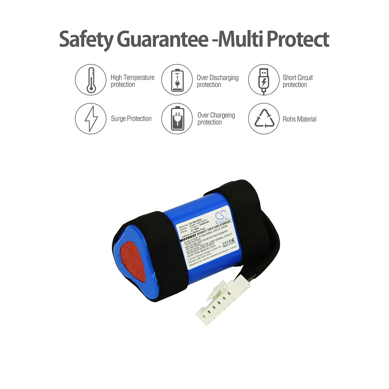 10200mAh Replacement Battery for JBL Charge 4 4J 4BLK JBLCHARGE4BLUAM,fits ID998 1INR19/66-3 SUN-INTE-118 IAA011NA IY1068