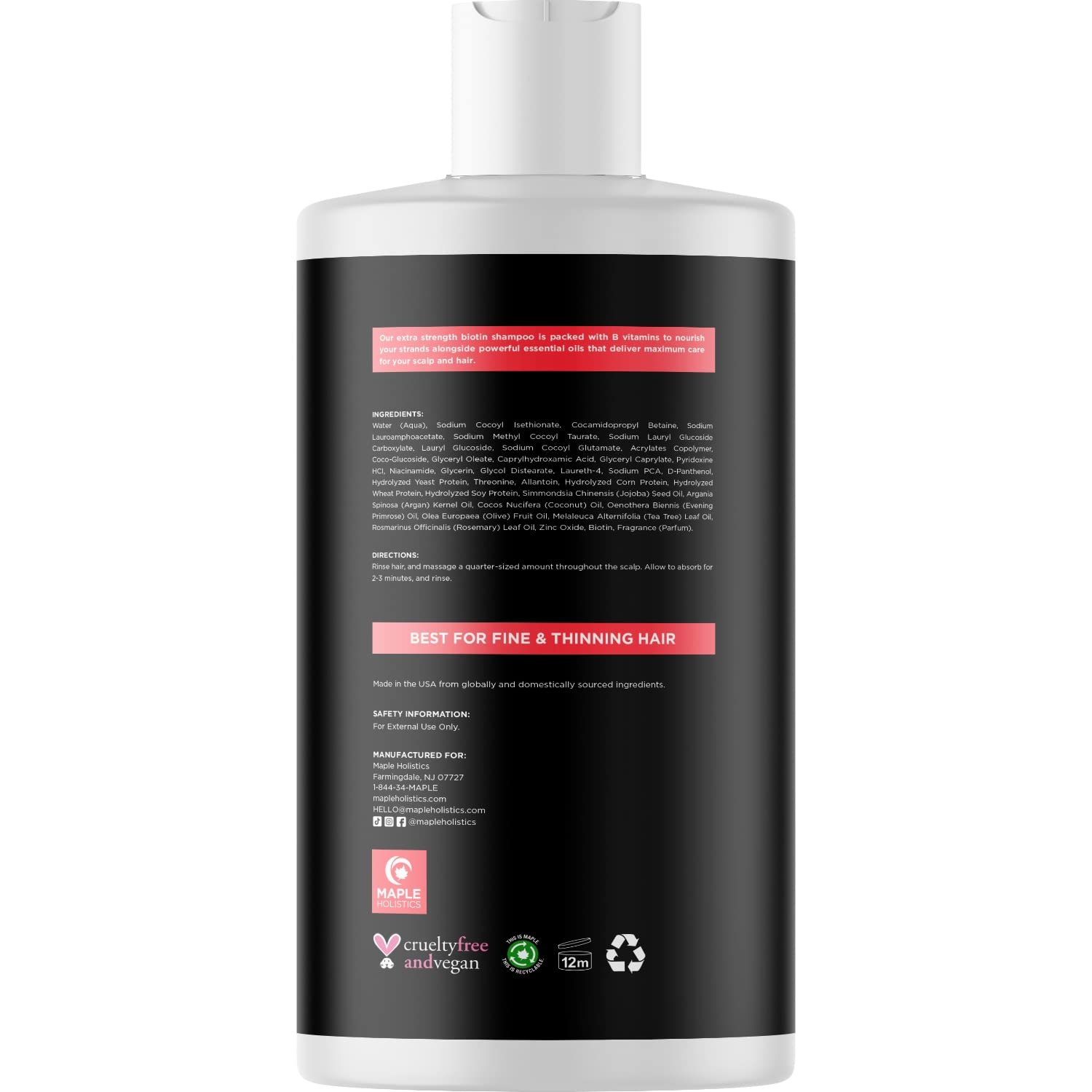 Extra Strength Biotin Shampoo and Conditioner - Volumizing Shampoo and Conditioner Set for Dry Damaged Hair - Moisturizing Biotin Collagen Hair Conditioner and Sulfate Free Shampoo for Thinning Hair
