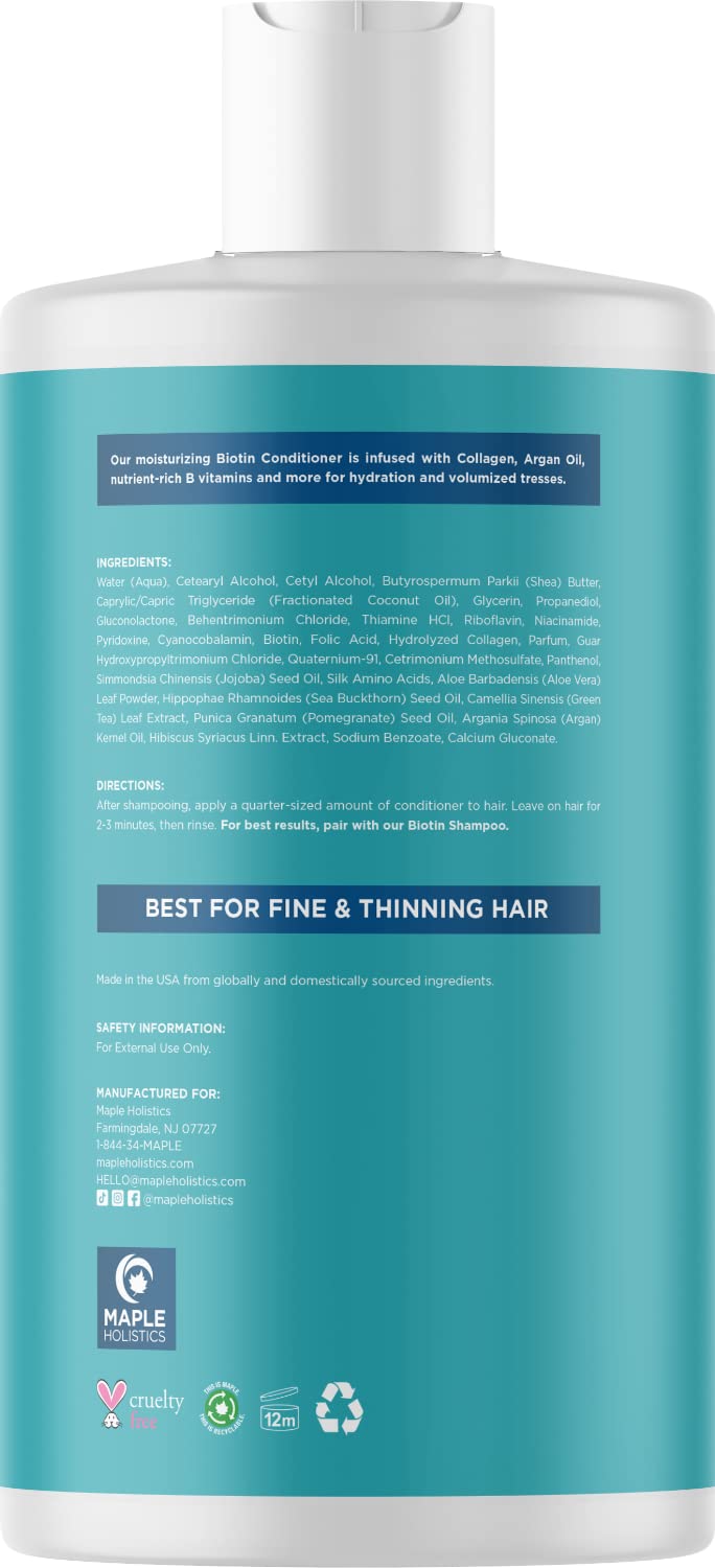 Extra Strength Biotin Shampoo and Conditioner - Volumizing Shampoo and Conditioner Set for Dry Damaged Hair - Moisturizing Biotin Collagen Hair Conditioner and Sulfate Free Shampoo for Thinning Hair