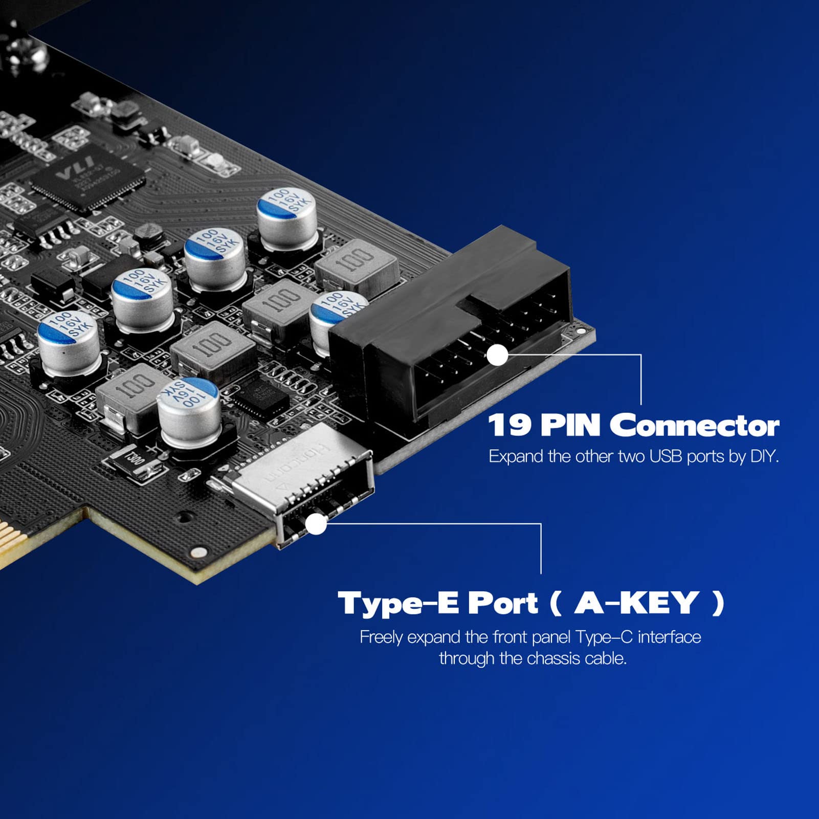 YEELIYA USB C PCIe Card SuperSpeed 10Gbps with 2 USB C and 2 Internal Port(Type-E,19 Pin USB 3.0 Header) PCI-E Expansion Cards PCI Express Front Panel Adapter for Desktop PC