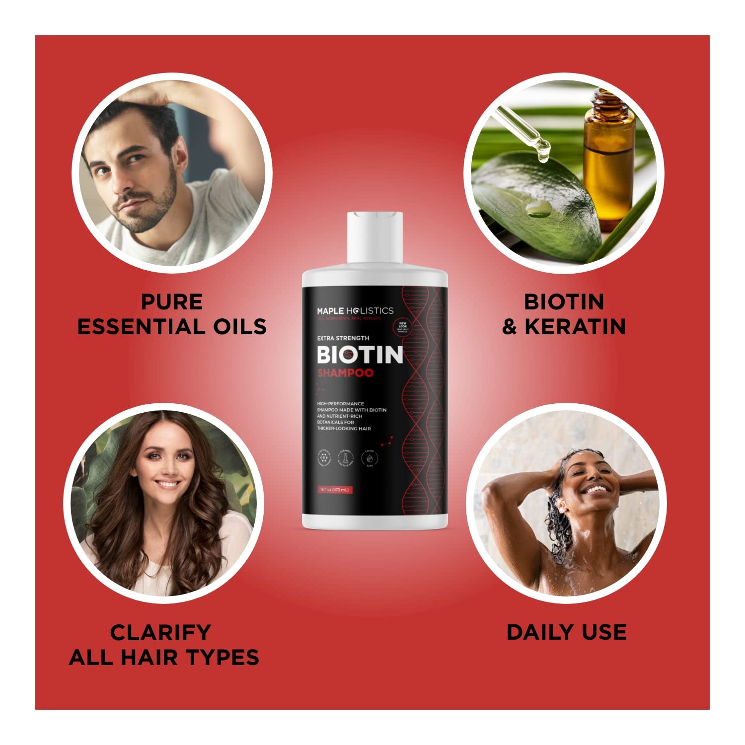 Extra Strength Biotin Shampoo and Conditioner - Volumizing Shampoo and Conditioner Set for Dry Damaged Hair - Moisturizing Biotin Collagen Hair Conditioner and Sulfate Free Shampoo for Thinning Hair