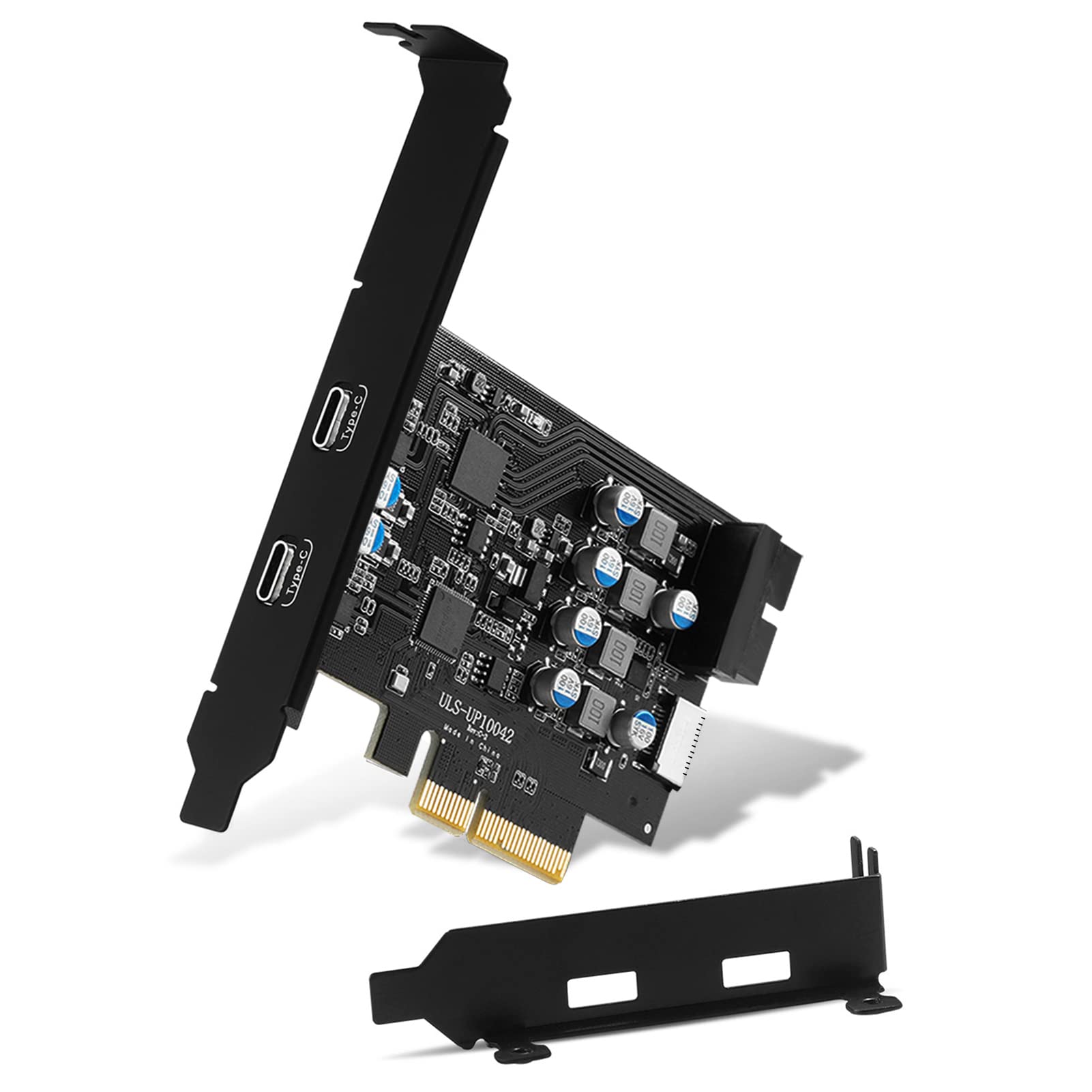 YEELIYA USB C PCIe Card SuperSpeed 10Gbps with 2 USB C and 2 Internal Port(Type-E,19 Pin USB 3.0 Header) PCI-E Expansion Cards PCI Express Front Panel Adapter for Desktop PC