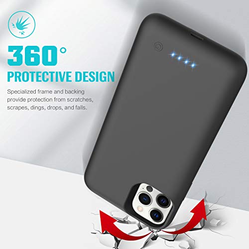 Battery Case for iPhone 12/12 Pro, （Newest 6800mAh）Battery Charging Case Protective Battery Backup Pack Portable Charging Case for iPhone 12/12 Pro Extended Phone Cover 6.1 inch Smart Case - Black