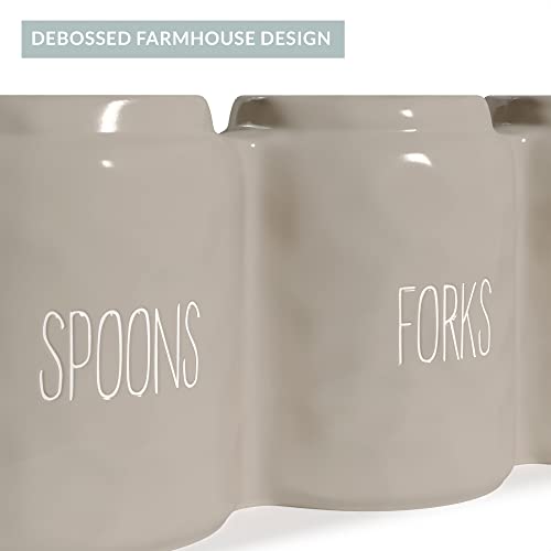 Barnyard Designs Silverware Caddy for Countertop - Cutlery Organizer for Spoon, Fork, and Knife - Ceramic Utensil Holder for Flatware or Plasticware - Perfect for Parties - 12.5β x 4.25β x 5