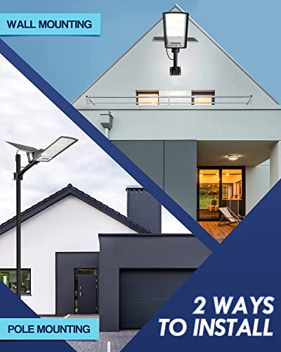 KingHe Solar Street Lights Outdoor Waterproof-30000 Lumen Solar Parking Lot Lights,Security Flood Lights with Motion Sensor Control for Yard, Path, Garage, Home,Dusk to Dawn, Commercial Grade