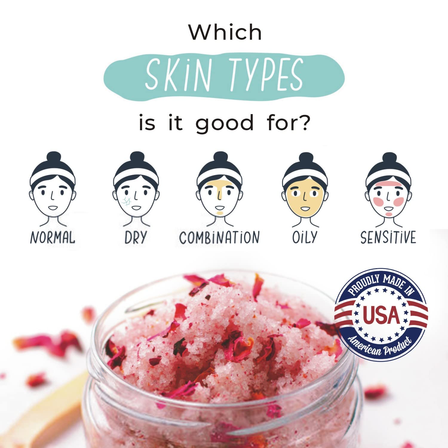 First Botany, Coconut Rose Body Scrub Exfoliator with Biotin, Collagen Stem Cells, Natural Exfoliating Salt Scrub Body & Face Souffle help Moisturizing Skin Acne, Cellulite, Skin Scar, Wrinkles 11 oz