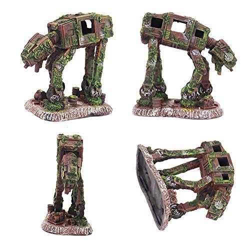 Ulifery Robot Dog Cool Walking Land Tank Aquarium Ornament Alien Fish Tank Decorations for Betta Large