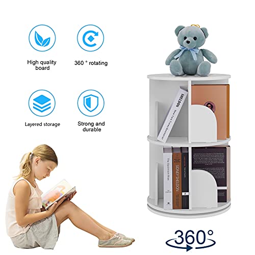 NAIYUFA Rotating Bookshelf 360 Display Floor Standing Bookcase Storage Rack for Kids&Adults Multi-Functional Bookshelf Organizer