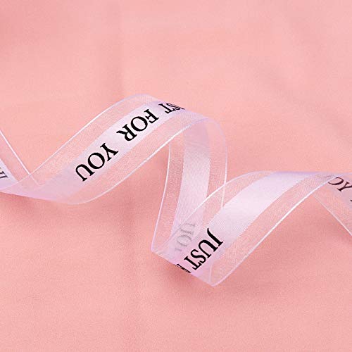 2 Rolls White Red Chiffon Ribbon, Printed Just for You Ribbon for Gift Wrapping, Wedding, Valentines Day, 22 Yards Organza Ribbon for DIY Crafts, Easter Decor