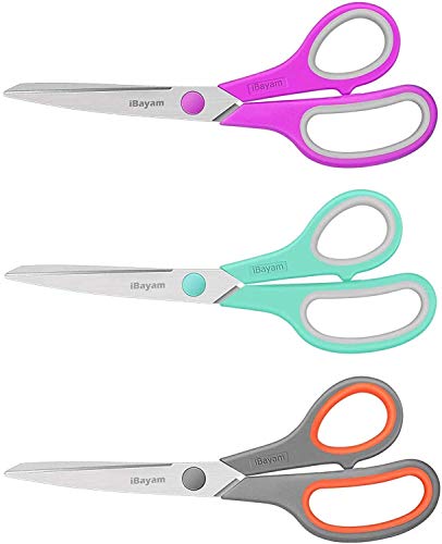 iBayam 2-Pack Kitchen Shears with 3-Pack Multipurpose Office Scissors Bulk