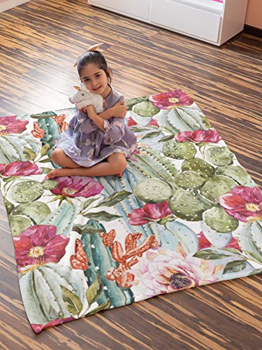 Cactus and Tropical Plants Soft Throw Blanket All Season Microplush Warm Blankets Lightweight Tufted Fuzzy Flannel Fleece Throws Blanket for Bed Sofa Couch 60"x50"