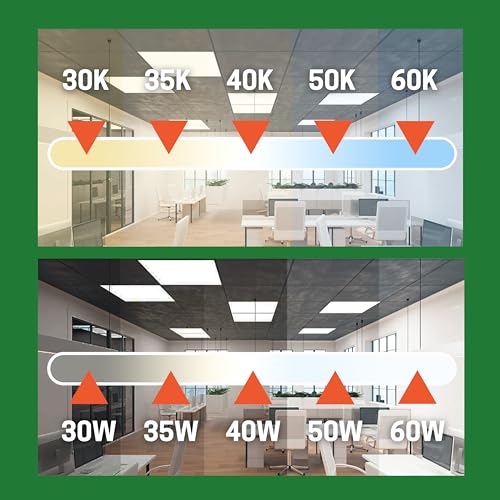 E2 Lighting 2 Pack 2X4 LED Flat Panel Light with Emergency Battery Backup 35W-40W-45W-50W Wattage Selectable 3000K-3500-4000K-5000K