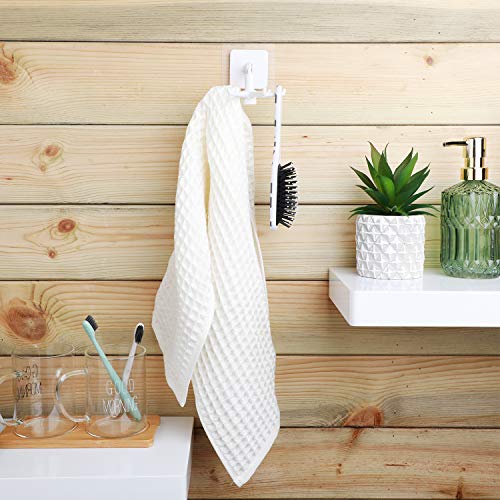 8 Pieces 360 Rotating Folding Hook Multipurpose Hanging Utensil Holder Hook 180 Degrees Vertical Flip Self Adhesive Hook Utensil Rack with 6 Hooks for Kitchen Bathroom Cabinet Towel, Black, White