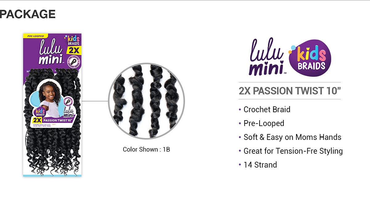 Sensationnel Crochet Braids Lulu Mini Pre-Looped 2X Passion Twist 10" (1-pack, 2)