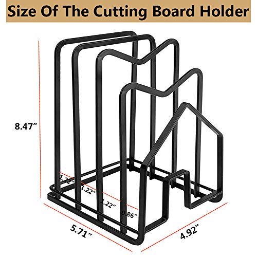 Cutting Board Organizer, Chopping Board Holder Stand Pot Lid Storage Rack for Kitchen Countertop Cabinet Flat Steel 4.92" x 5.71" x 8.47" (Black)