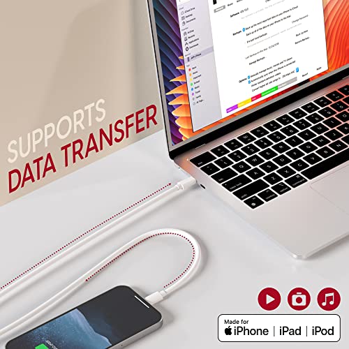 TALK WORKS Fast-Charge USB C to Lightning Cable MFi-Certified for Apple iPhone 13, 12, 11 Pro/Max/Mini, XR, XS/Max, X, 8, 7, 6, 5, SE, iPad, AirPods, Watch - 10ft Long, Heavy-Duty Cord, White