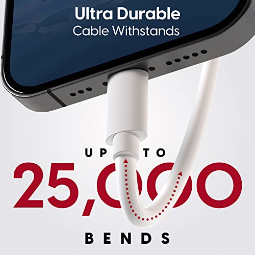 TALK WORKS Fast-Charge USB C to Lightning Cable MFi-Certified for Apple iPhone 13, 12, 11 Pro/Max/Mini, XR, XS/Max, X, 8, 7, 6, 5, SE, iPad, AirPods, Watch - 10ft Long, Heavy-Duty Cord, White