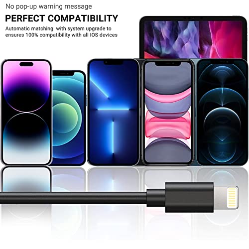 Black iPhone Charger Cord, 3-Pack 3FT MFi Certified Fast Charging Cable Data Sync Lightning to USB-A Cable Compatible with iPhone14/13/12/ Mini/Pro/Max/ 11/ XS/XR/SE/ 8/7/ 6/ Plus/iPad/AirPods