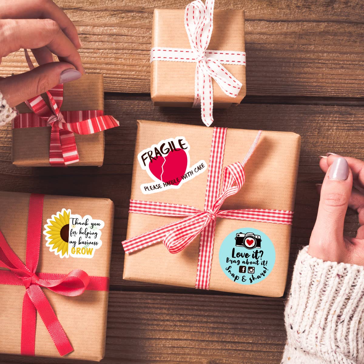 Fragile Please Handle with Care Stickers,Thank You Stickers,Handmade Stickers,Small Shop Stickers,Envelopes Stickers for Small Business, Online Retailers,Handmade Goods,500 Labels Per Roll