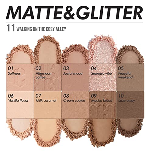 CLIO Pro Eye Shadow Palette, Matte, Shimmer, Glitter, Pearls, Highly Pigments, Long-Wearing (011 WALKING ON THE COSY ALLEY)