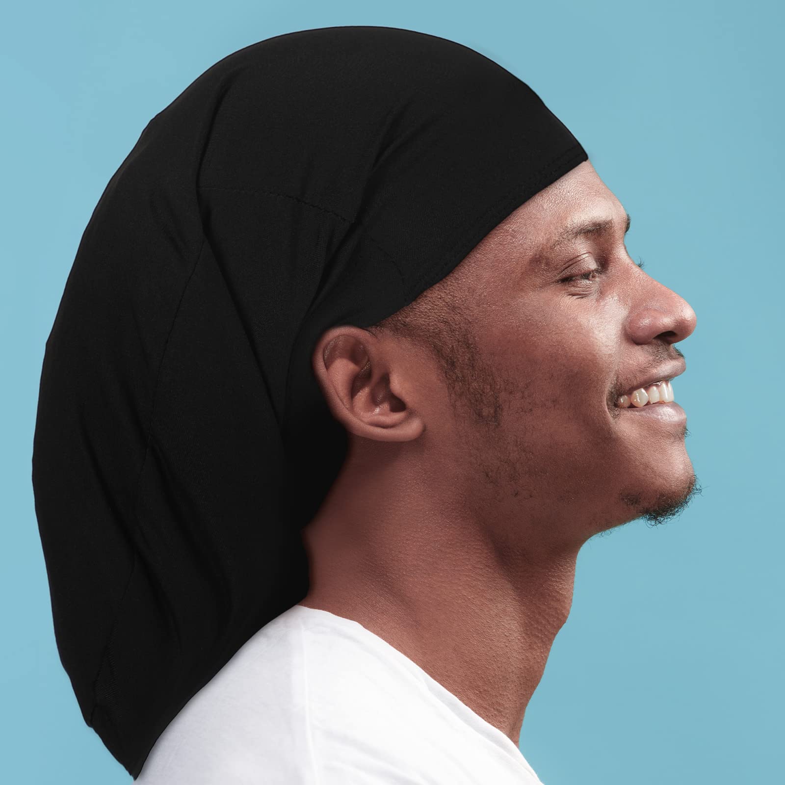 4 Pieces Unisex Dreadlock Cap Long Hair Dreads Head Wrap Sleeping Cap Hair Accessories Sleep Bonnet for Men Women (Black)