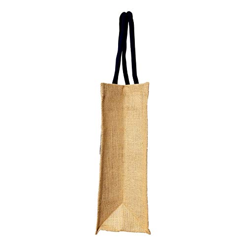 Vintage Style Jute with Cotton Pocket Reusable Large Tote Grocery Shopping Bag - Custom Personalization Available (Navy - Embroidered Monogram)