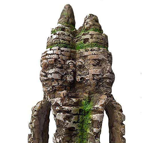 kathson Aquarium Buddha Statue Decorations Fish Tank Resin Buddha for Four Faces Ornament with Caves Hole for Betta Fish Hideout Swim Through