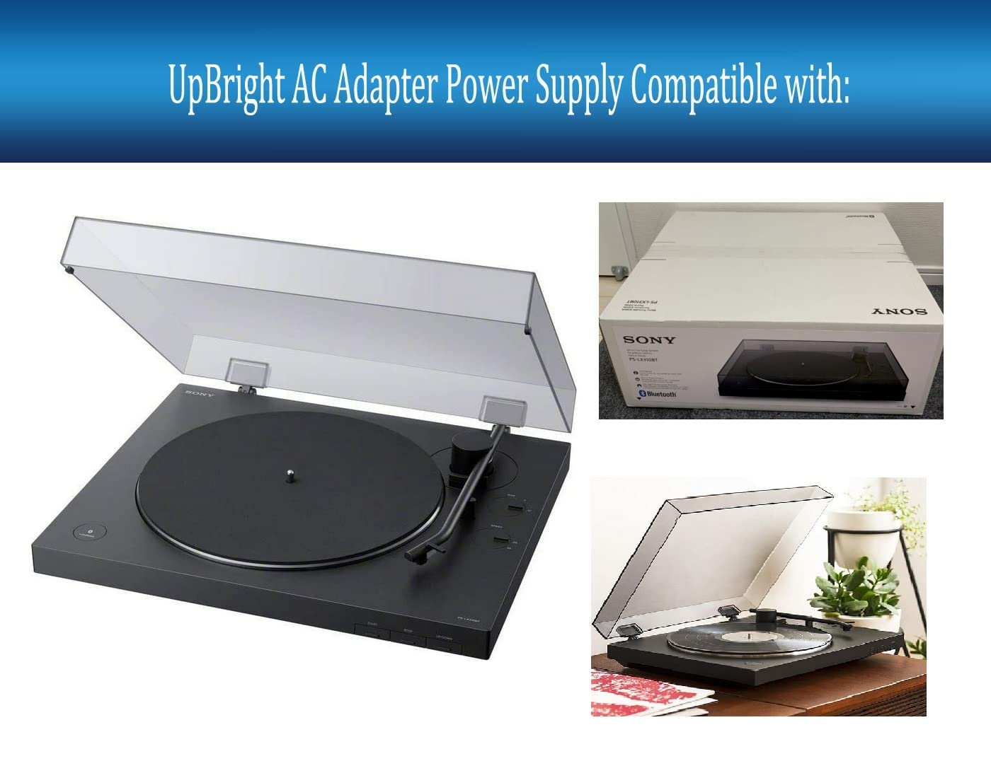 UpBright 12V AC Adapter Compatible with Sony PS-LX310BT Stereo Turntable System PSLX310BT PS-LX310BT/C Belt-Drive USB Bluetooth Wireless HK-AR-120A080-US DC 12 V 0.8 A DC12V 0.8A Power Supply Charger