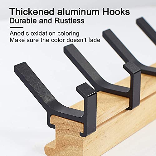 KooNiosio Coat Hook Rack Wall Mounted Coat Rack-5 Double Hook,Aluminum,Metal Coat Hook Rail for Coat Hat Towel Robes, Wooden Coat Hooks (Black)