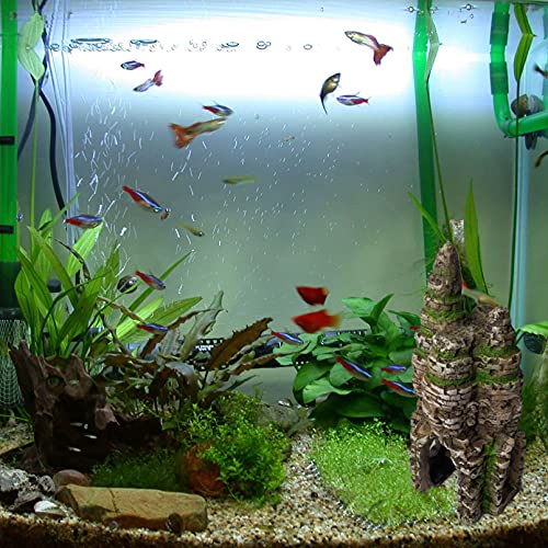 kathson Aquarium Buddha Statue Decorations Fish Tank Resin Buddha for Four Faces Ornament with Caves Hole for Betta Fish Hideout Swim Through