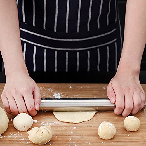 KUFUNG Professional French Rolling Pin for Baking Top-Grade Stainless Steel, Light Weight, Easy to Roll Design Metal Rolling Pin Fondant Rolling Pin for Pie Crust (L, Silver)