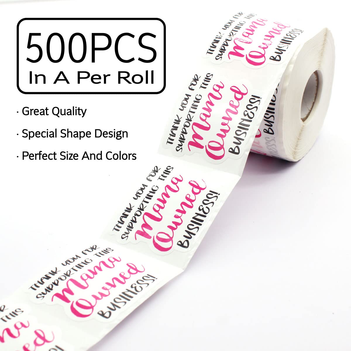Thank You for Supporting This Mama Owned Stickers,Thank You Stickers,Handmade Stickers,Small Shop Stickers,Envelopes Stickers for Small Business, Online Retailers,Handmade Goods,500 Labels Per Roll