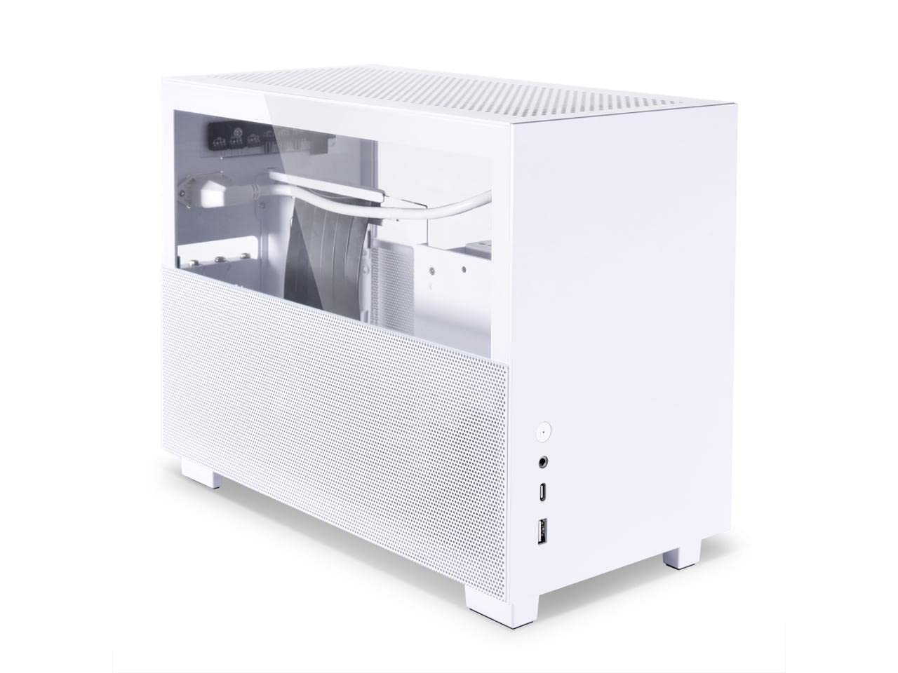 Lian Li Q58 White Color SPCC / Aluminum / Tempered Glass Mini Tower Computer Case , PCIe 4.0 Riser Card Cable Included - Q58W4
