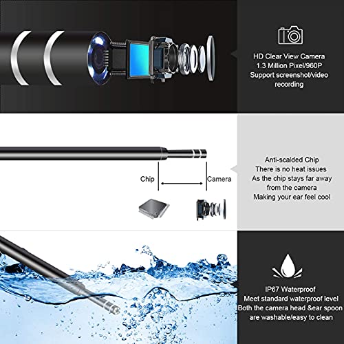 iFCOW Earwax Removal Endoscope, Ear Wax Cleaning Tool with Clear Visual Camera