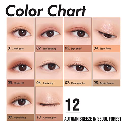 CLIO Pro Eye Shadow Palette, Matte, Shimmer, Glitter, Pearls, Highly Pigments, Long-Wearing (012 AUTUMN BREEZE IN SEOUL FOREST)