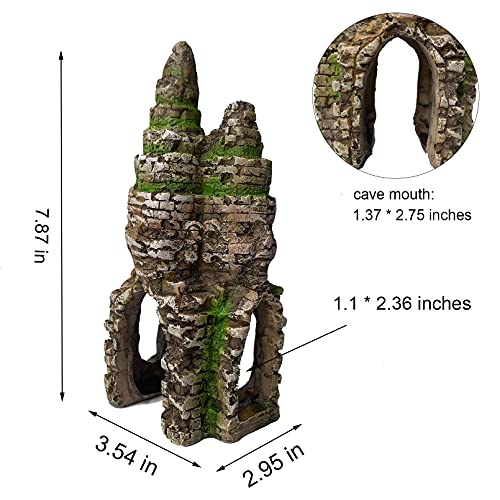 kathson Aquarium Buddha Statue Decorations Fish Tank Resin Buddha for Four Faces Ornament with Caves Hole for Betta Fish Hideout Swim Through