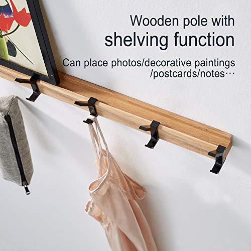 KooNiosio Coat Hook Rack Wall Mounted Coat Rack-5 Double Hook,Aluminum,Metal Coat Hook Rail for Coat Hat Towel Robes, Wooden Coat Hooks (Black)