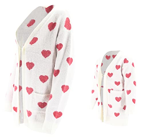 Unique Baby Girls Mommy and Me Valentines Day Kimono Sweater (Md, Red)